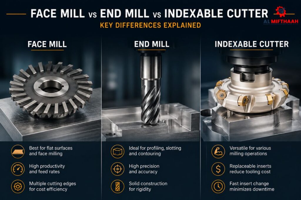 Face Mill vs End Mill vs Indexable Cutter: Key Differences